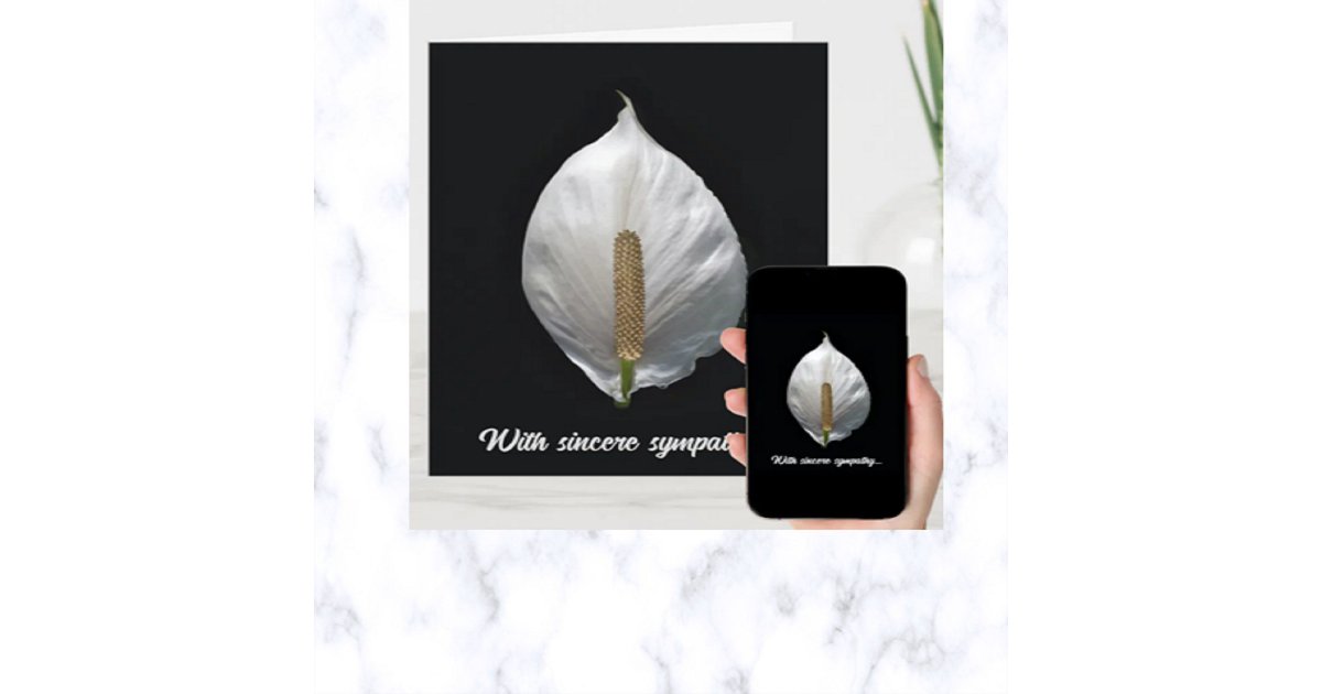 Editable Peace Lily Sympathy Card | Zazzle
