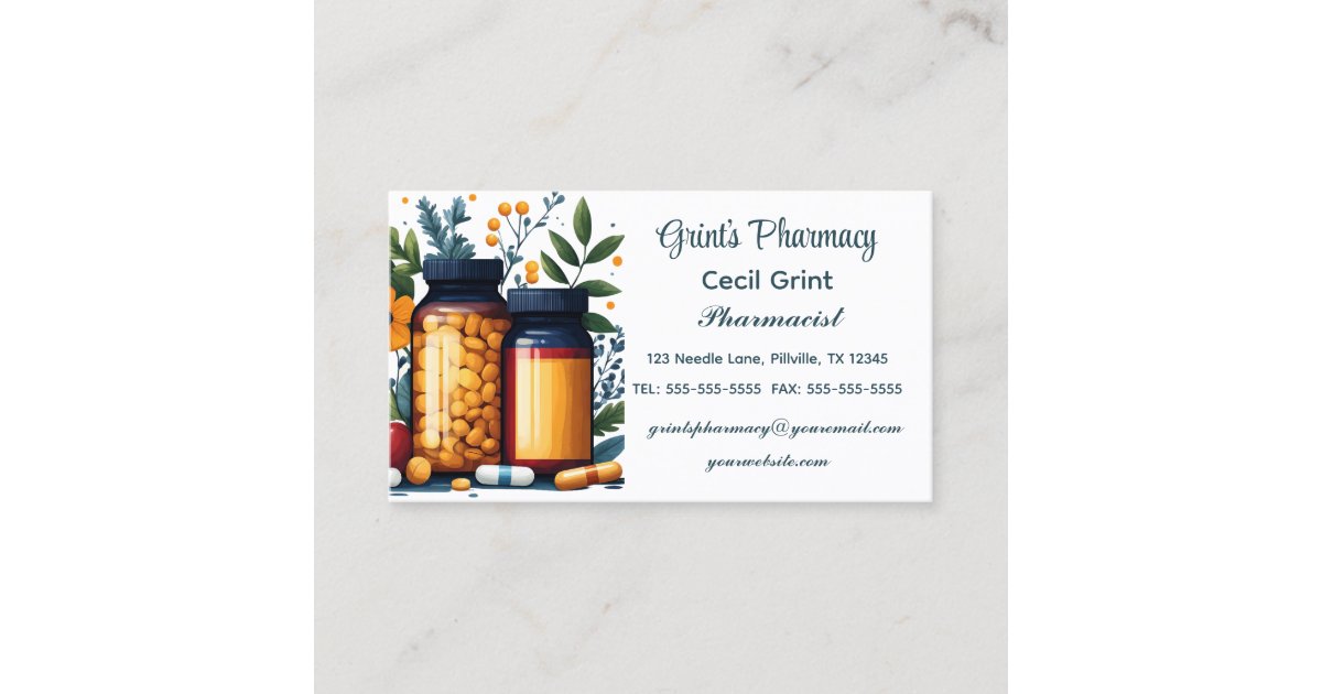 Editable Pharmacist Business Card | Zazzle