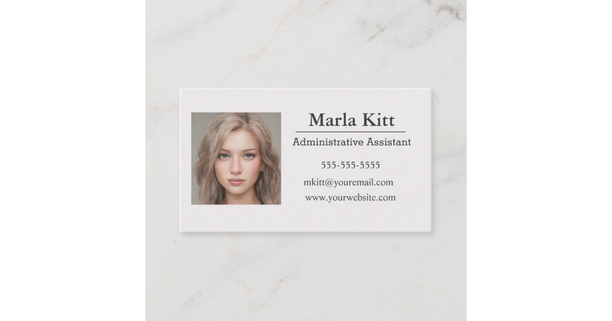Editable Photo Administrative Assistant Business Card | Zazzle