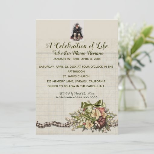 Editable Photo Flower Basket Celebration of Life Invitation | Zazzle