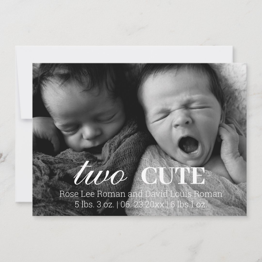 Editable Photo Twins Birth Announcement Card | Zazzle Editable Photo Twins Birth Announcement Card | Zazzle