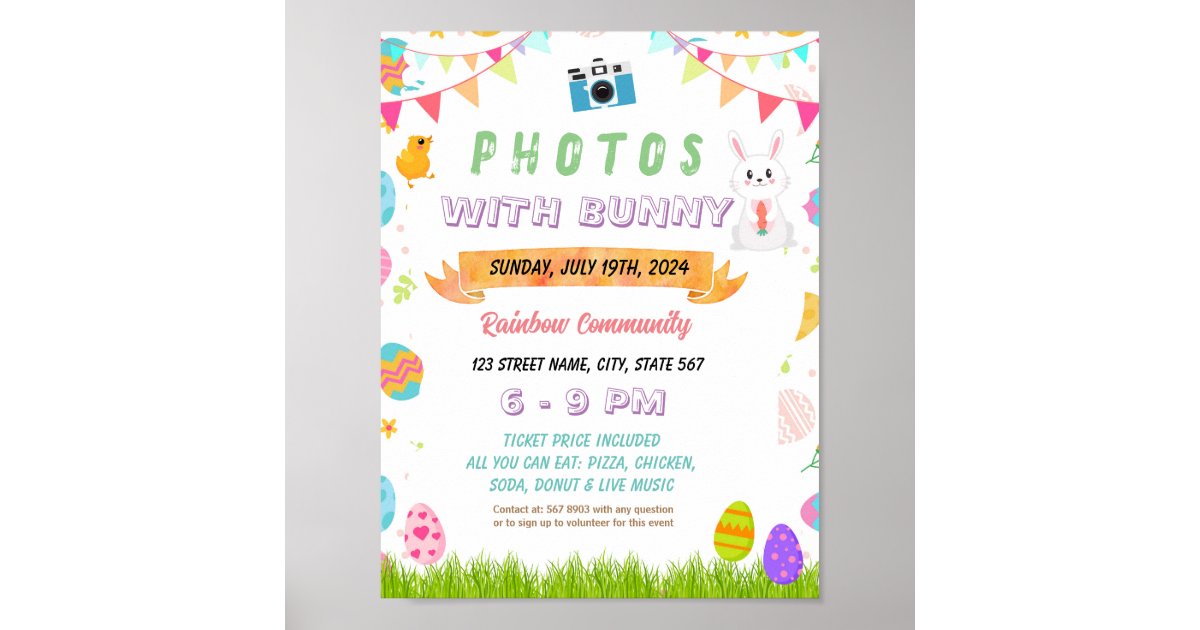 Editable Photos with the Easter Bunny Flyer Poster | Zazzle