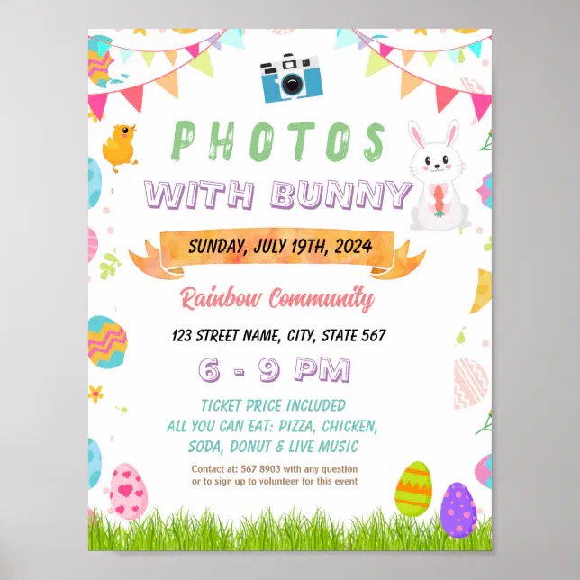 Editable Photos with the Easter Bunny Flyer Poster | Zazzle