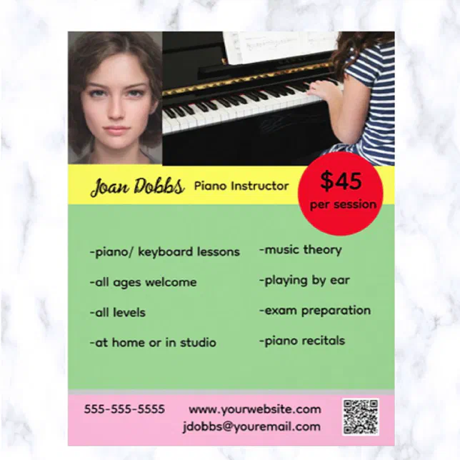 Editable Piano Instructor Flyer | Zazzle