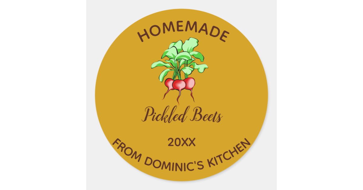 Editable Pickled Beets Classic Round Sticker | Zazzle