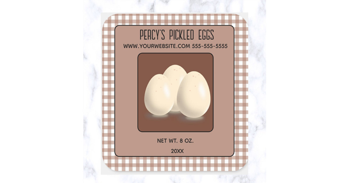Editable Pickled Eggs Square Sticker | Zazzle