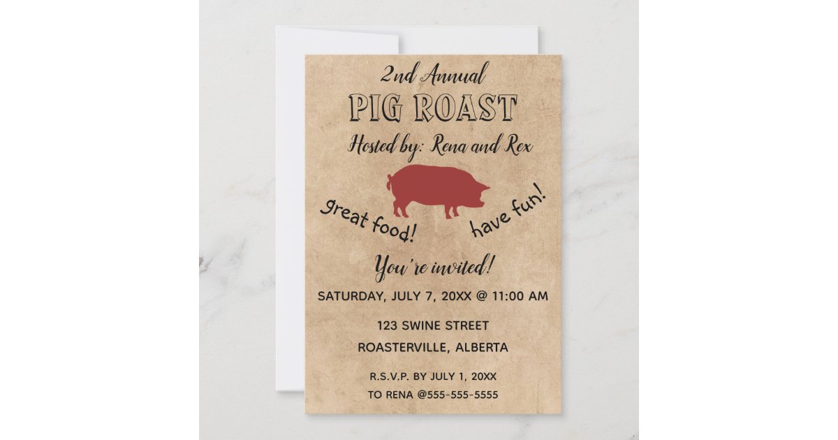 Editable Pig Roast Invitation Card | Zazzle