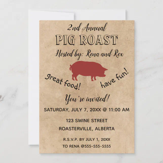 Editable Pig Roast Invitation Card | Zazzle