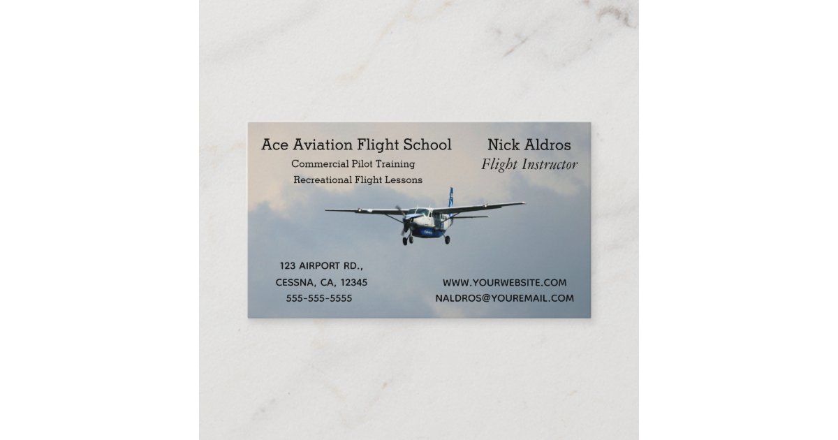 Editable Pilot Flight Training Business Card | Zazzle