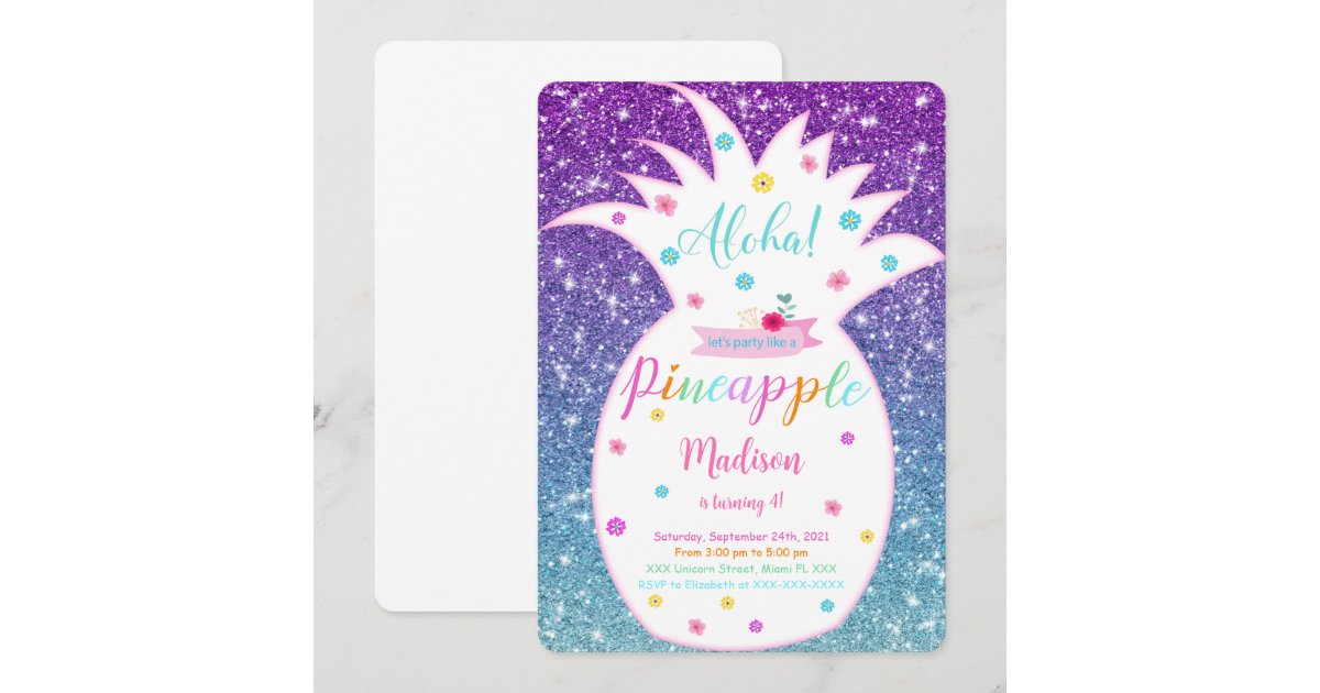 Editable Pineapple Birthday Invitation | Zazzle