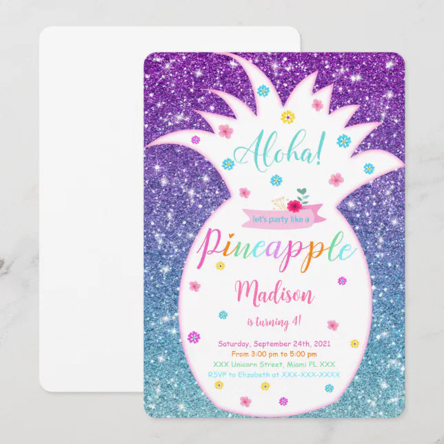 Editable Pineapple Birthday Invitation | Zazzle