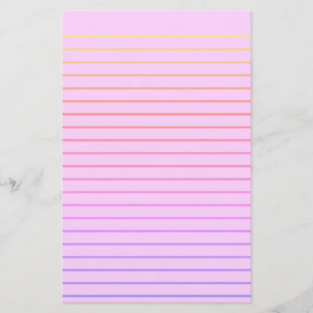 Editable Pink Decorative Lined Stationery Paper | Zazzle