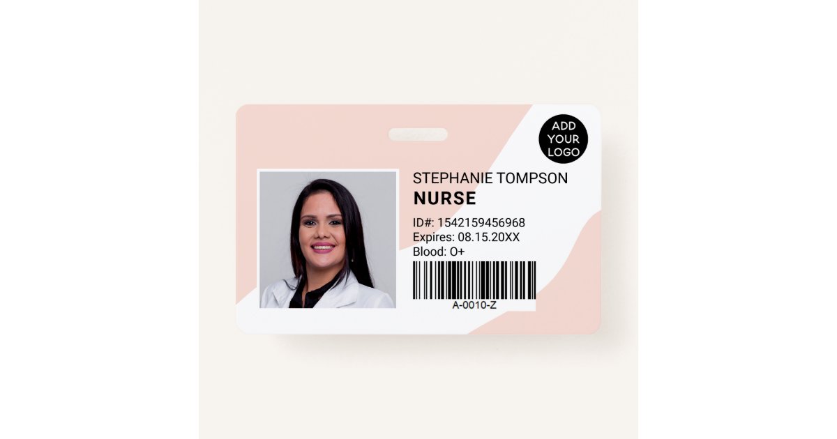 editable pink professional nurse photo logo code badge | Zazzle
