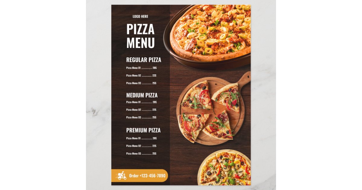 Editable Pizza Menu pizzeria Restaurant Menu Flyer | Zazzle