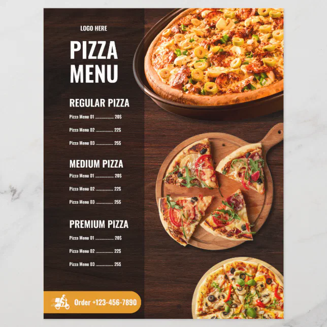 Editable Pizza Menu pizzeria Restaurant Menu Flyer | Zazzle