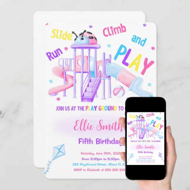 Editable Playground Birthday Invitation | Zazzle
