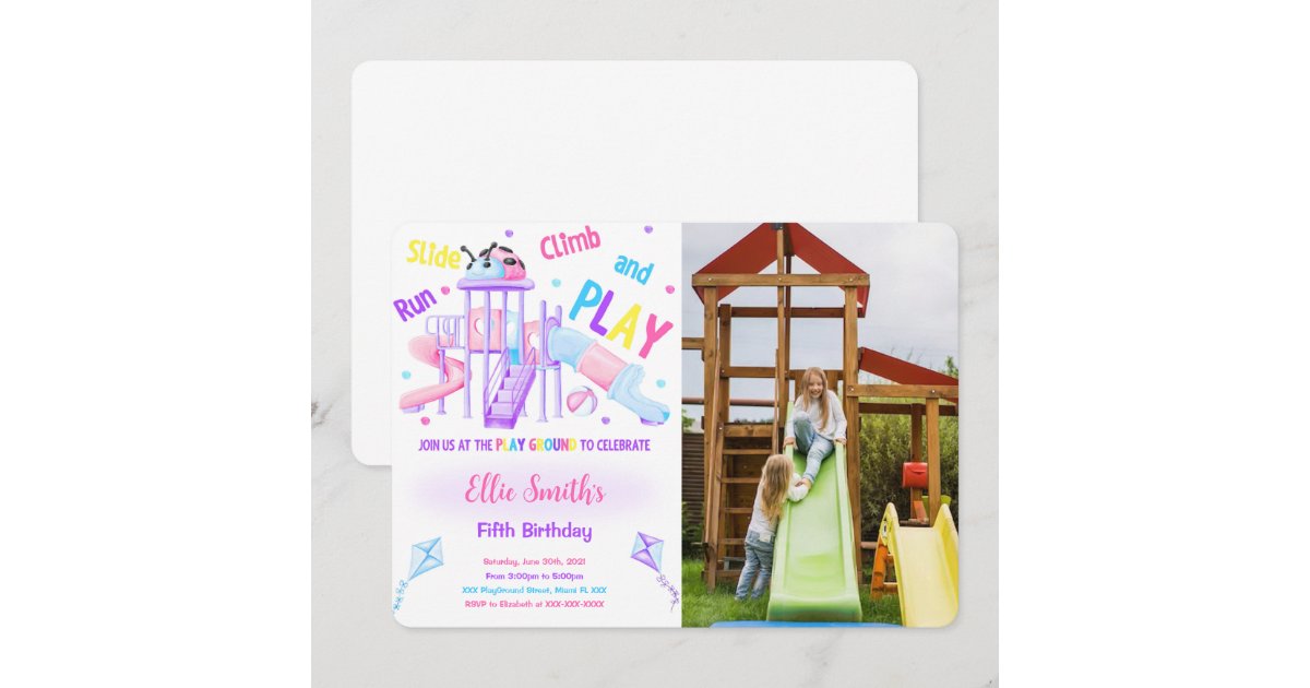 Editable Playground Birthday Photo Invitation | Zazzle