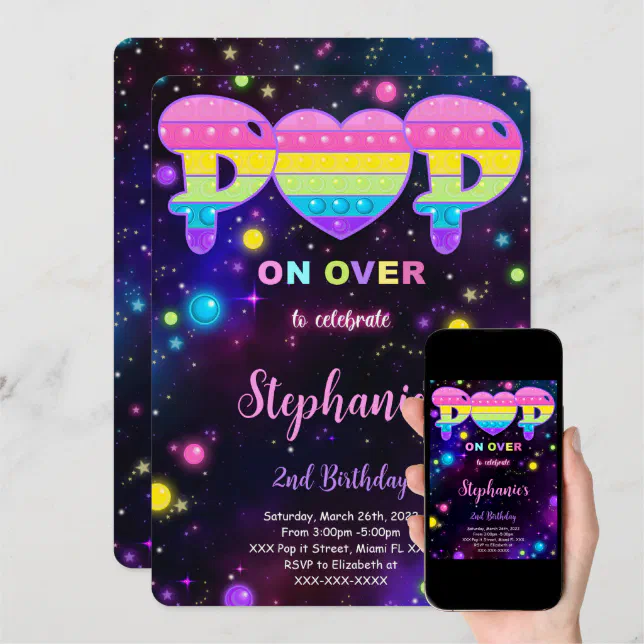 Editable Pop it Birthday Invitation | Zazzle
