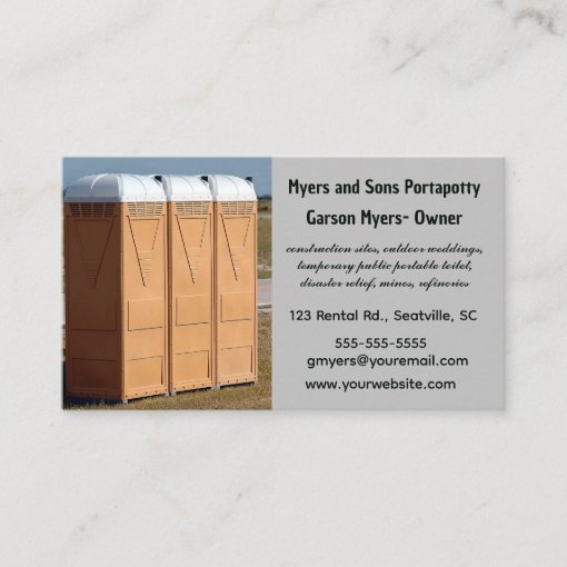 Editable Porta Potty Rental Business Card | Zazzle