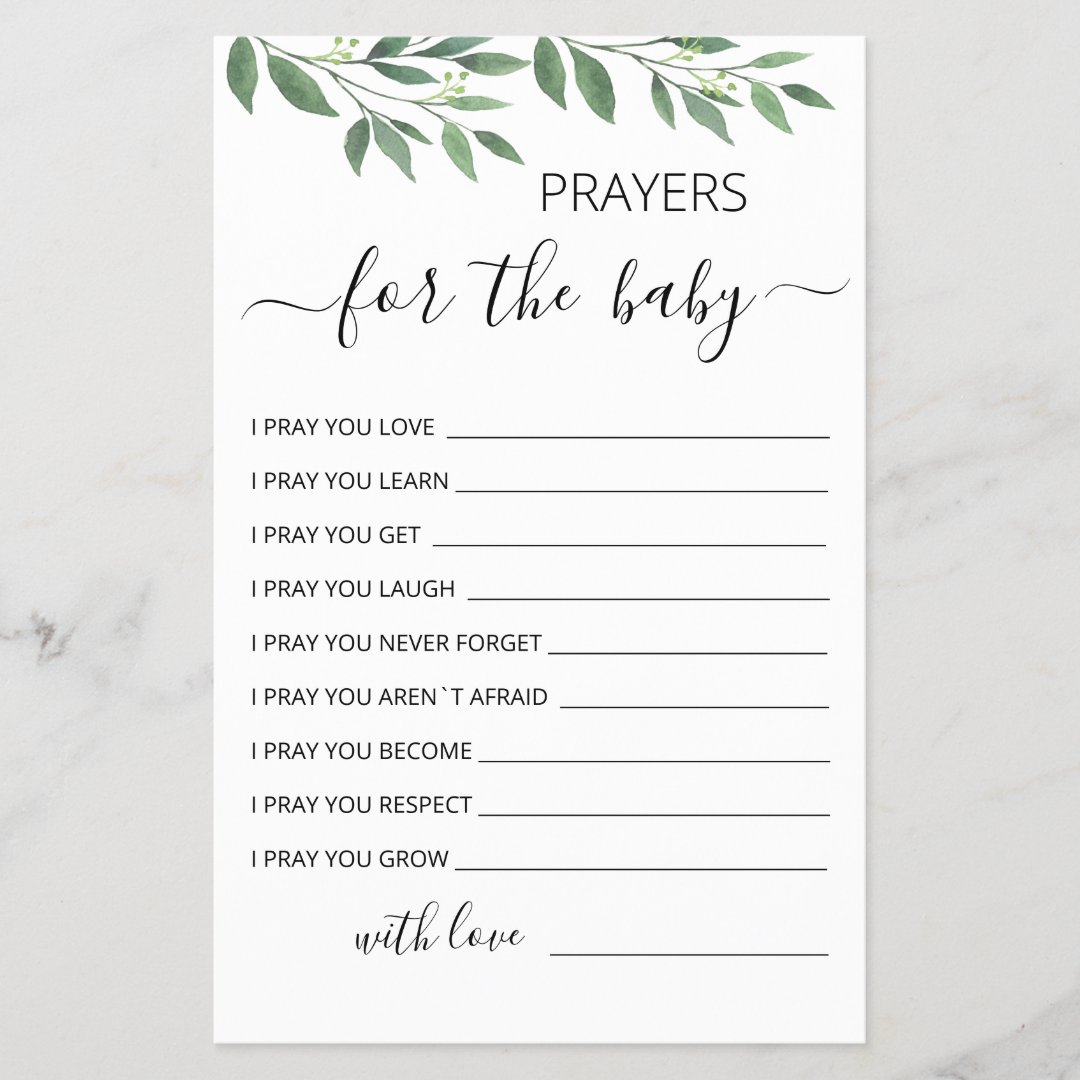 Editable Prayers for Baby Shower Party card | Zazzle