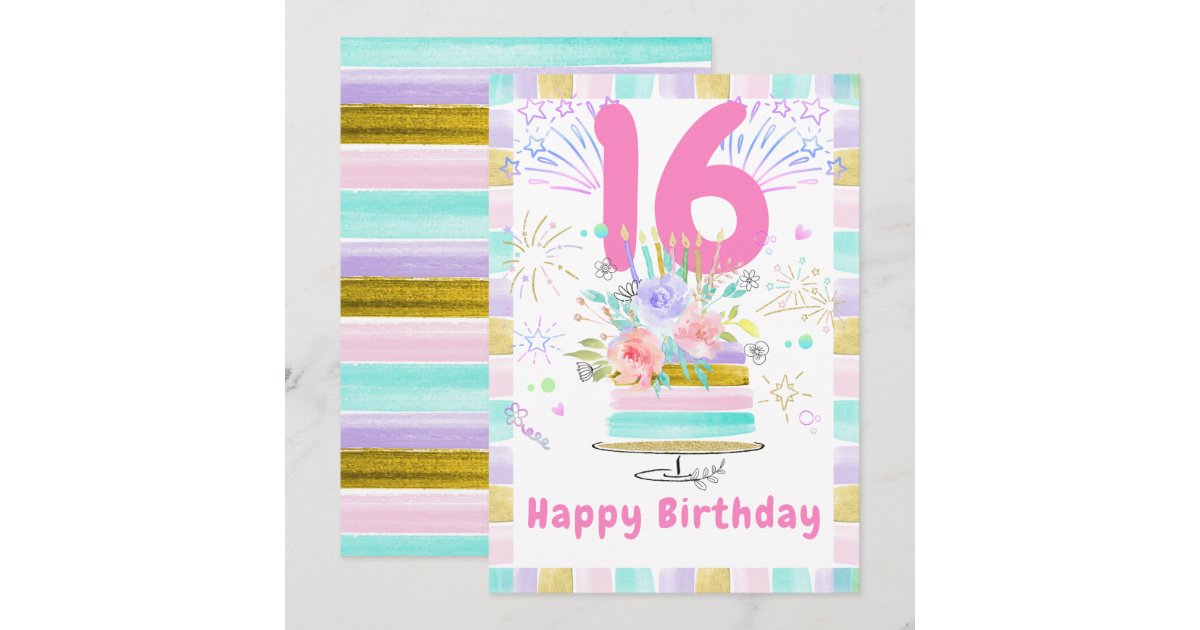 Editable Printable 16th Birthday Card | Zazzle