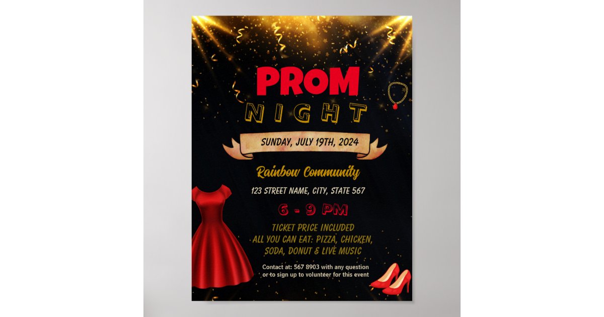 Editable Prom Dance event template Poster | Zazzle