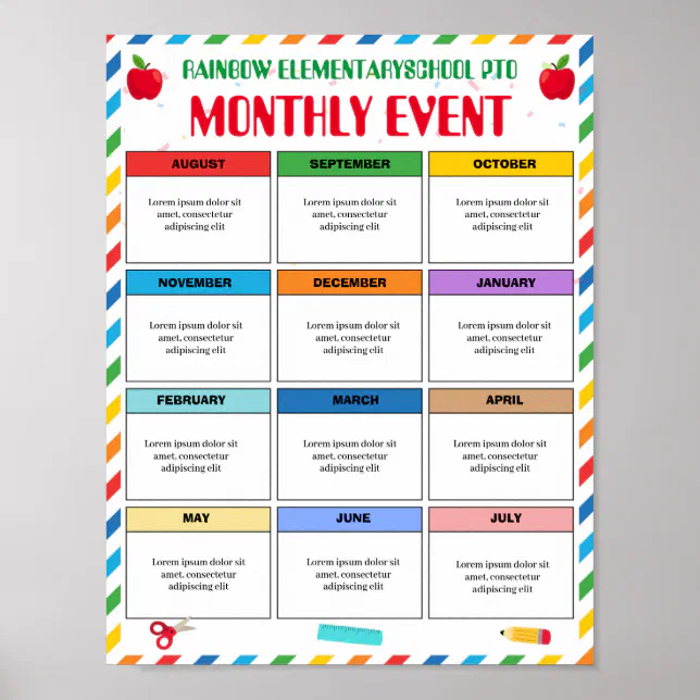 Editable PTO PTA Monthly event template Poster | Zazzle