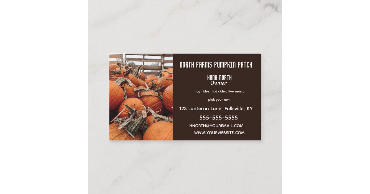 Editable Pumpkin Patch Farm Business Card | Zazzle