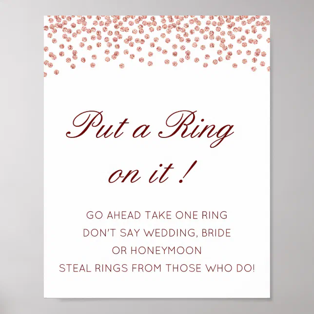 Editable Put a Ring on it Bridal Shower Game Poste Poster | Zazzle