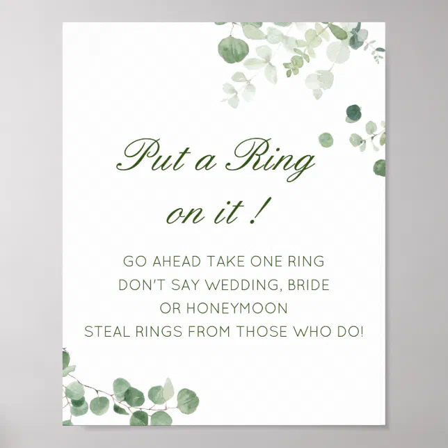 Editable Put a Ring on it Bridal Shower Game Poste Poster | Zazzle