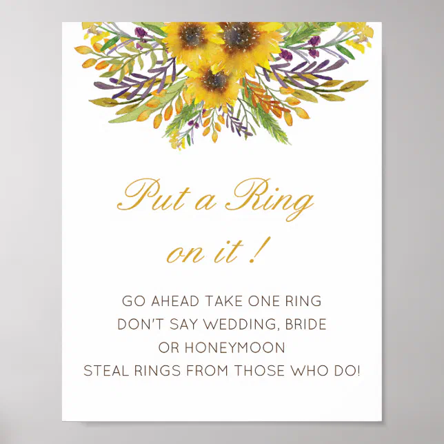 Editable Put a Ring on it Bridal Shower Game Poste Poster | Zazzle