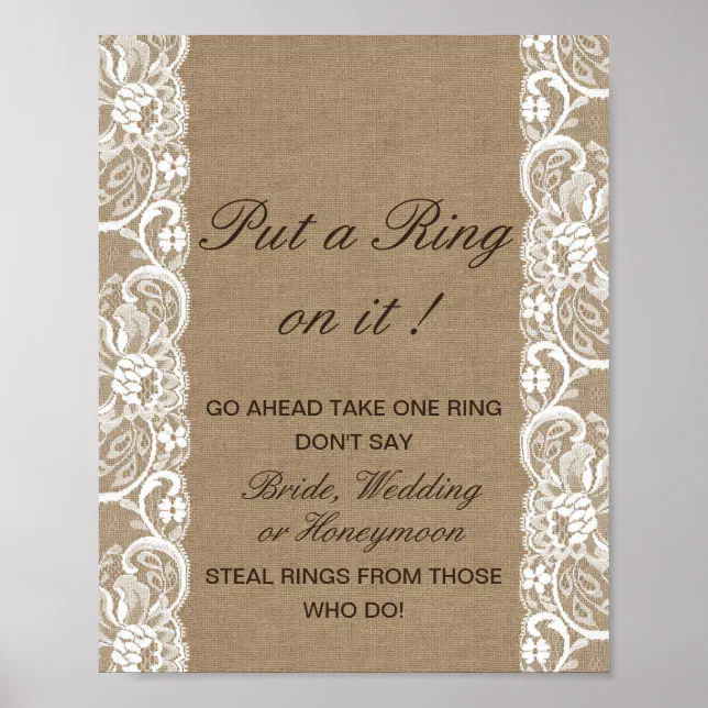 Editable Put a Ring on it Bridal Shower Game Poste Poster | Zazzle