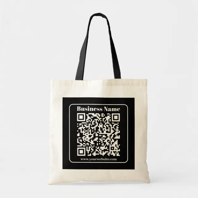 Editable QR code Black & White Retro Modern Style Tote Bag | Zazzle