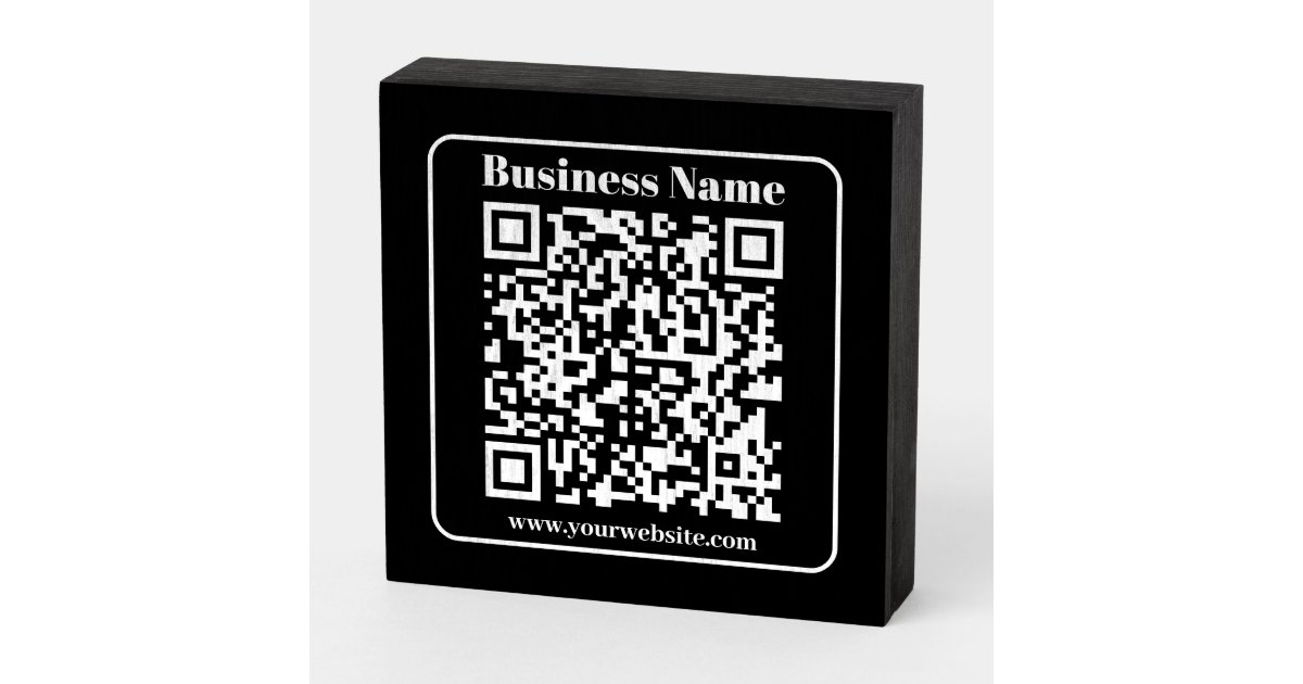 Editable QR code Black & White Retro Modern Style Wooden Box Sign | Zazzle