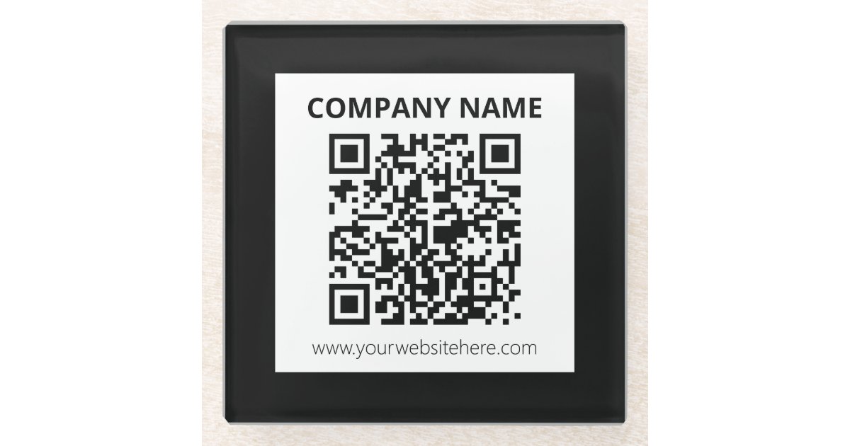 Editable QR code & Simple Customizable Design Glass Coaster | Zazzle