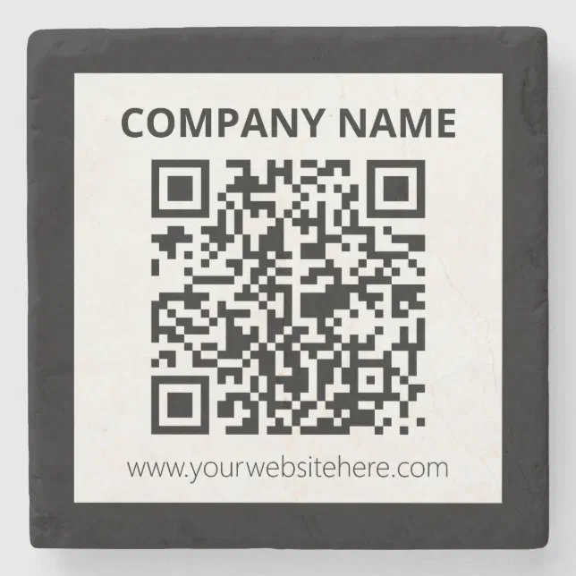 Editable QR code & Simple Customizable Design Stone Coaster | Zazzle