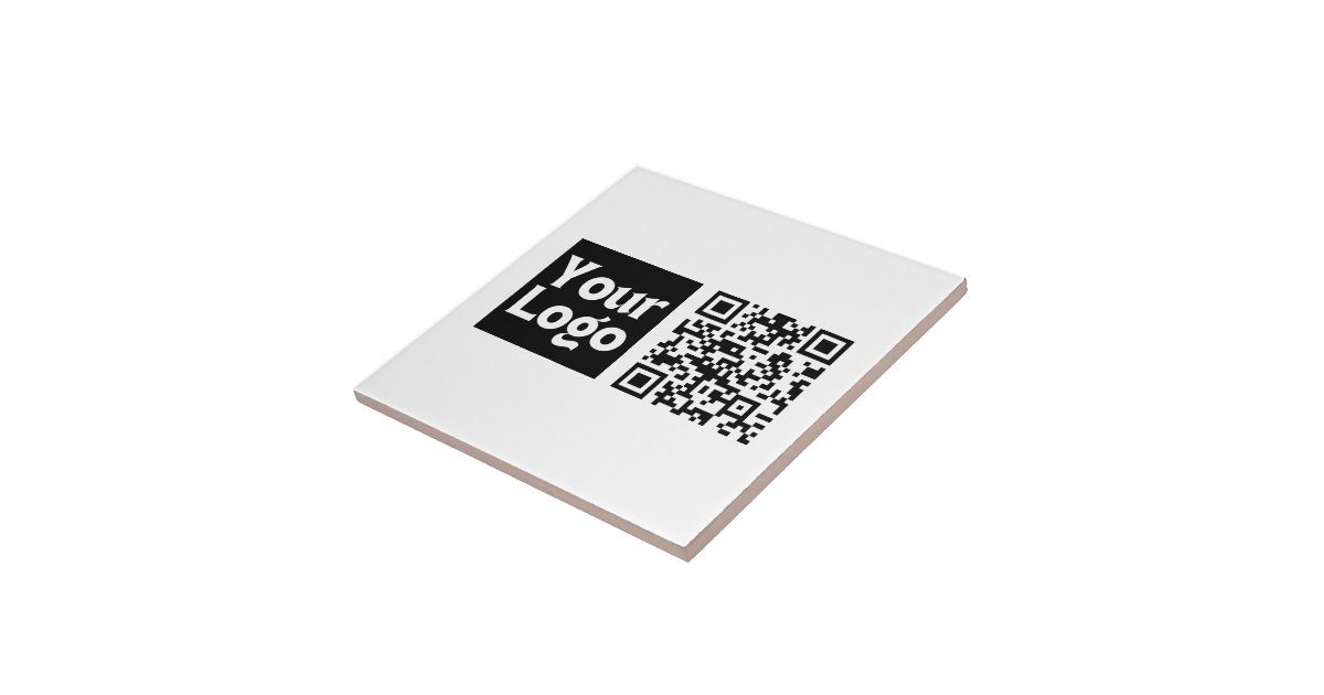 Editable QR code & Your Business Logo or Image Ceramic Tile | Zazzle