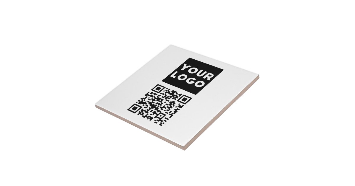 Editable QR code & Your Business Logo or Image Ceramic Tile | Zazzle