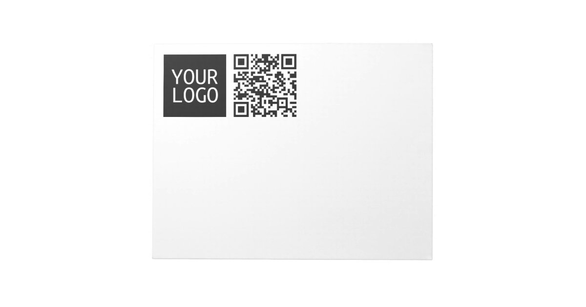Editable QR code & Your Business Logo or Image Notepad | Zazzle
