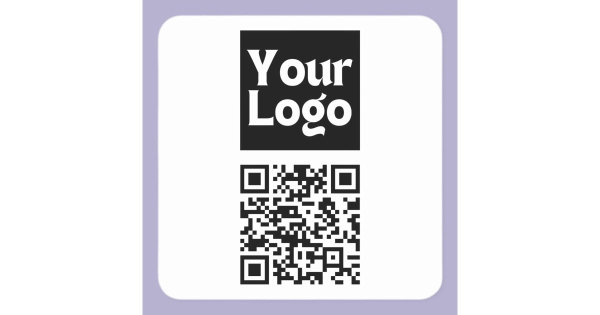 Editable QR code & Your Business Logo or Image Square Sticker | Zazzle