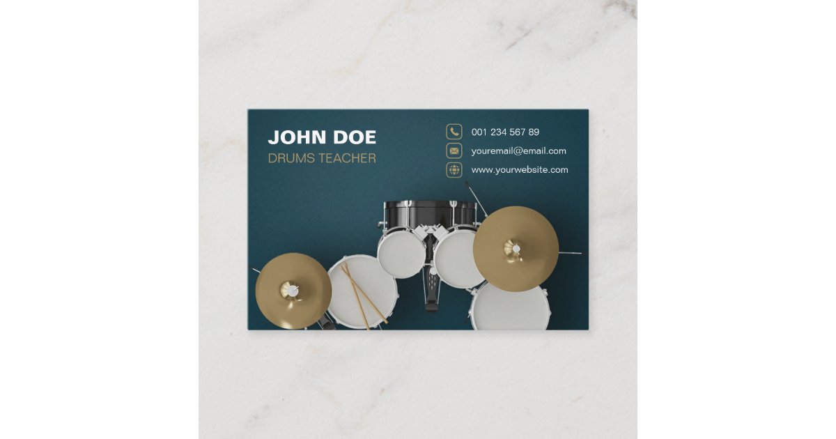 Editable QR Drums Teacher Business Card | Zazzle