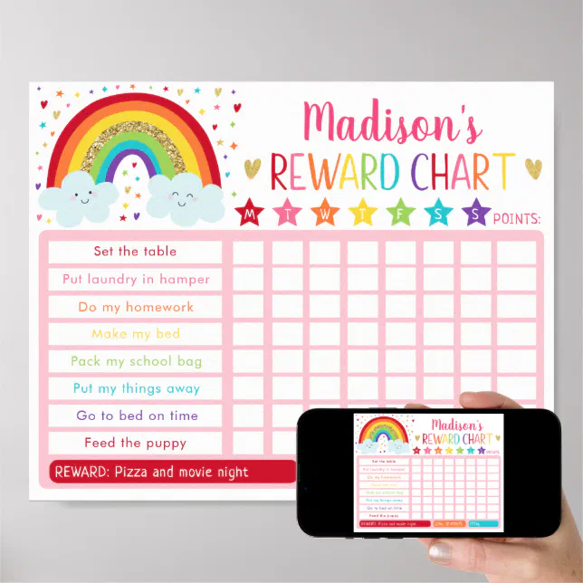 Editable Rainbow Reward Chart | Zazzle