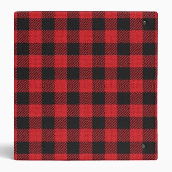 EDITABLE Red & Black Buffalo Plaid Personalized 3 Ring Binder | Zazzle