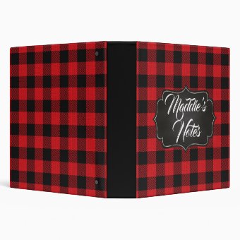 EDITABLE Red & Black Buffalo Plaid Personalized 3 Ring Binder | Zazzle