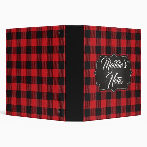 EDITABLE Red & Black Buffalo Plaid Personalized 3 Ring Binder | Zazzle