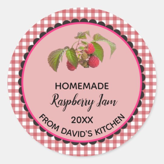 Editable Red Gingham Raspberry Jam Label Stickers | Zazzle.com