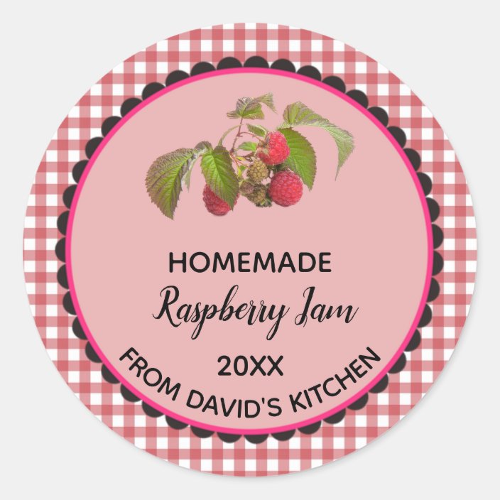 Editable Red Gingham Raspberry Jam Label Stickers | Zazzle.com