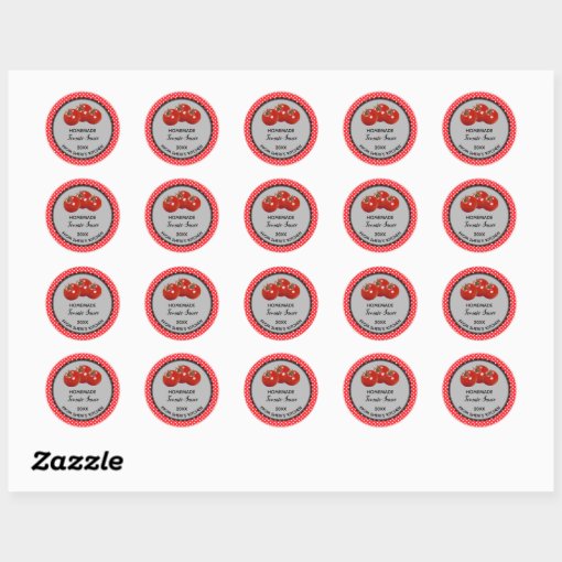 Editable Red Polka Dot Tomato Sauce Label Stickers | Zazzle