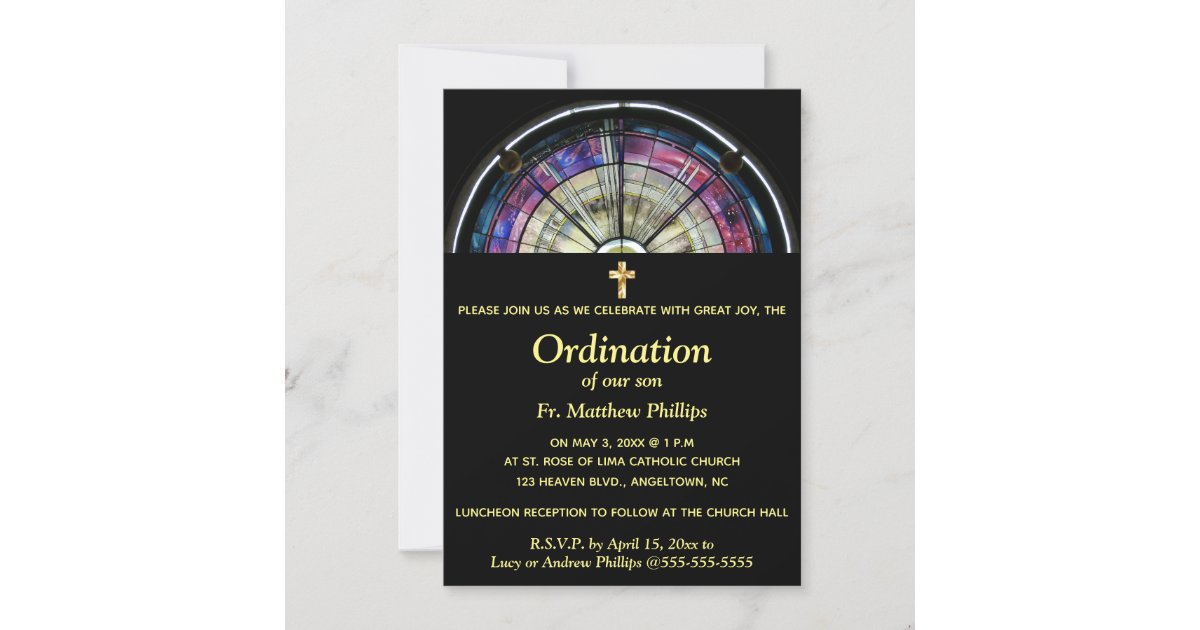 Editable Religious Event Rainbow Stained Glass Invitation | Zazzle