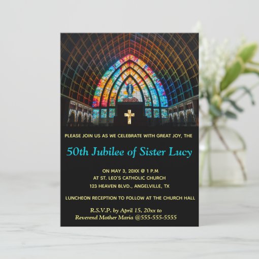 Editable Religious Event Stained Glass Invitation | Zazzle